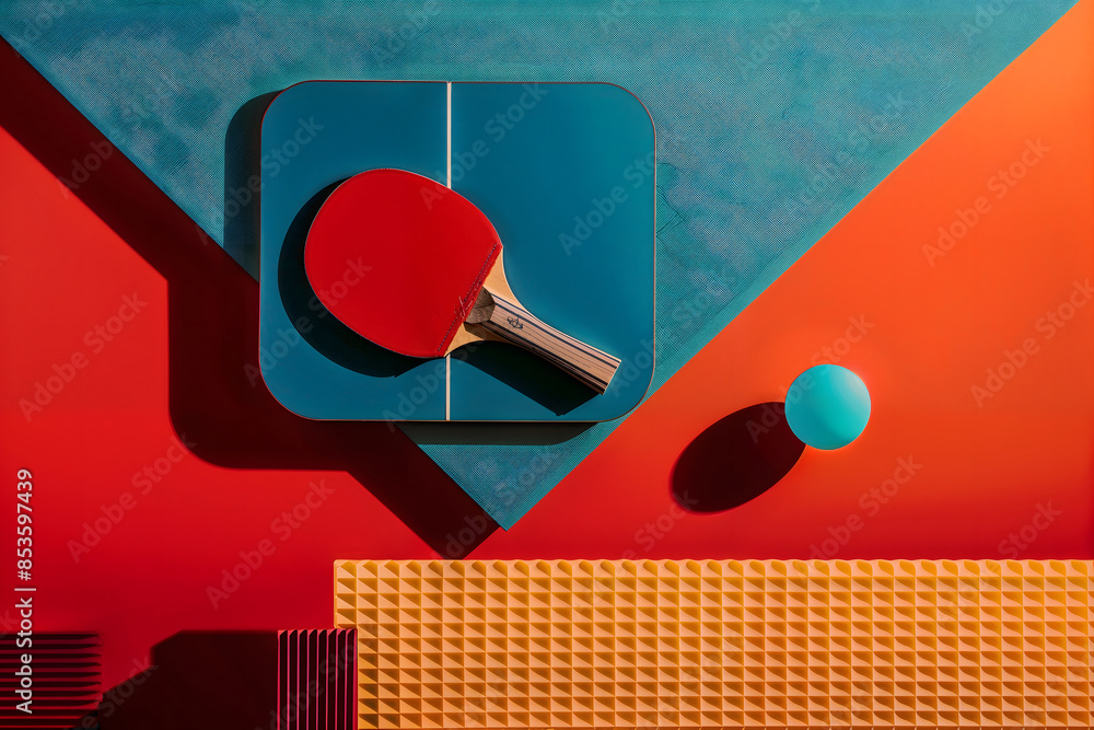 vibrant illustration of Ping Pong rackets and ball background. World ...