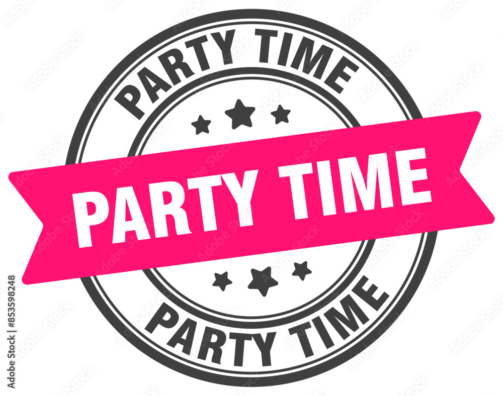 party time stamp. party time label on transparent background. round ...