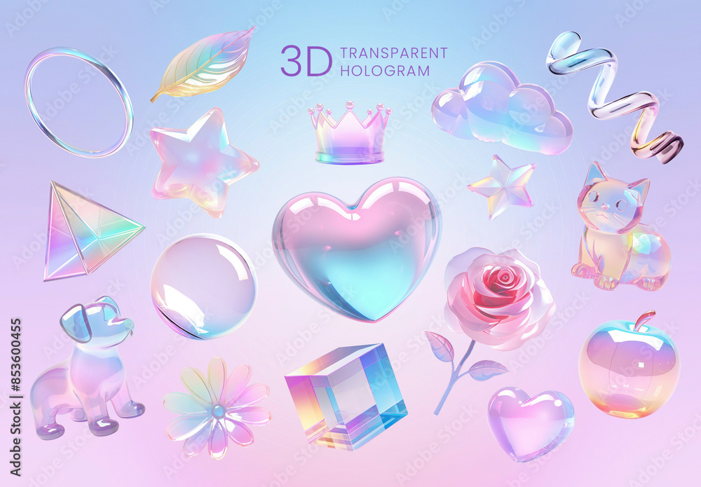 Transparent Hologram Element Set With Generative AI Stock Template | Adobe Stock