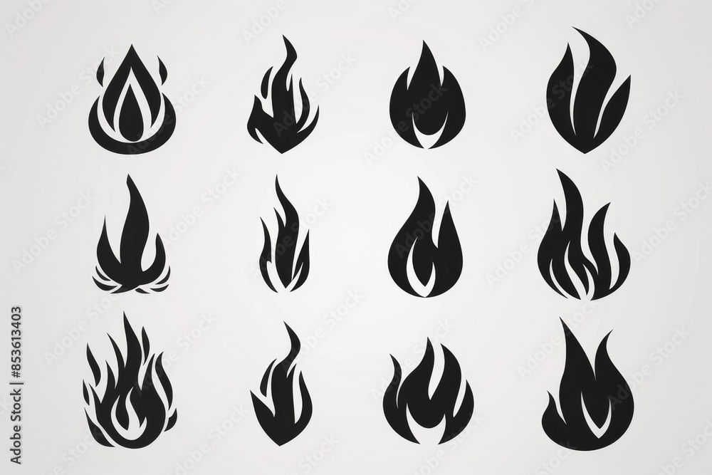 Fire icon, flame bonfire sign, campfire symbol, burn graphic element ...