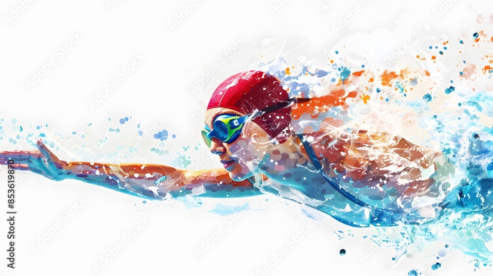 professional female swimmer isolated on white Stock Illustration ...