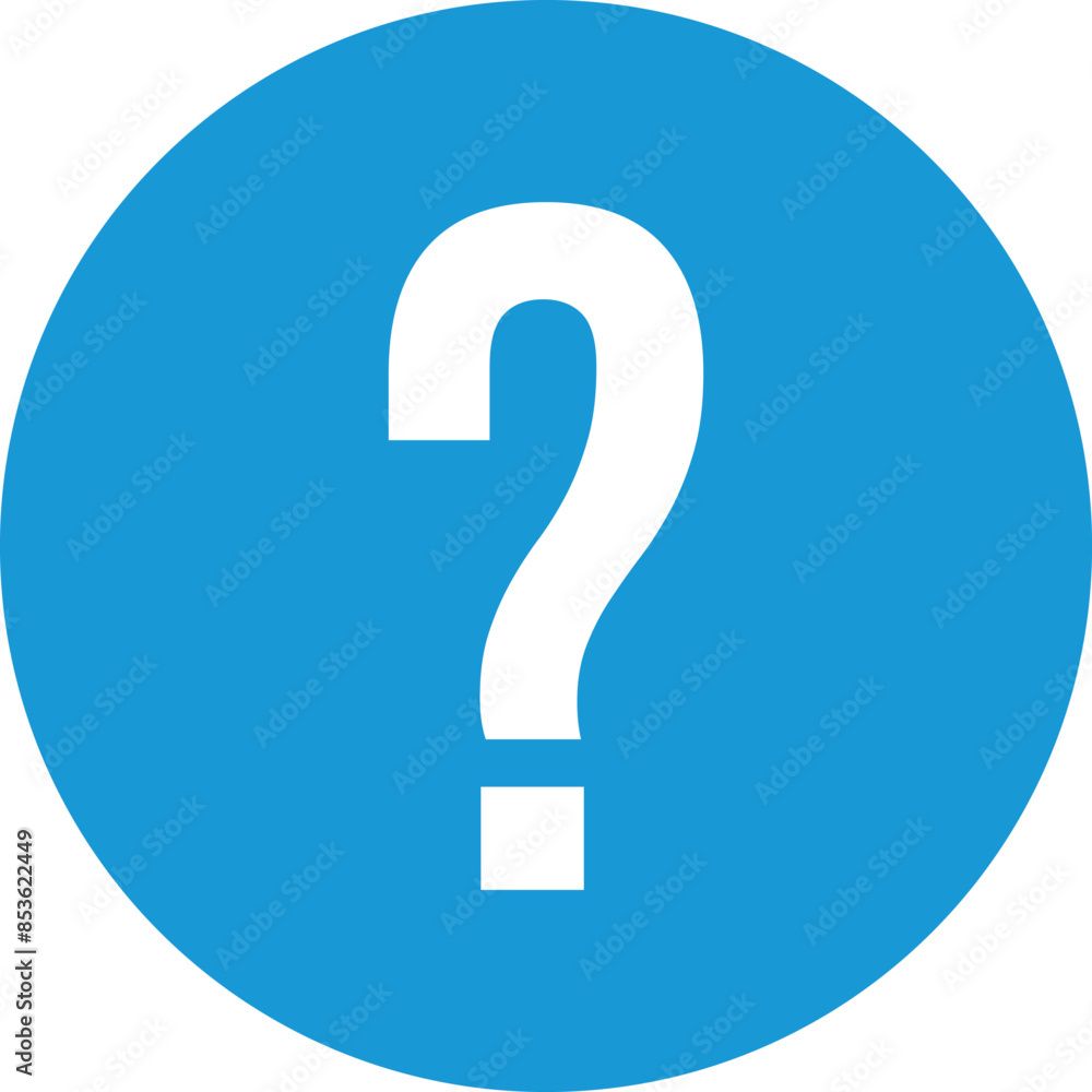 Bright blue circle white giant question mark center simplifies query ...