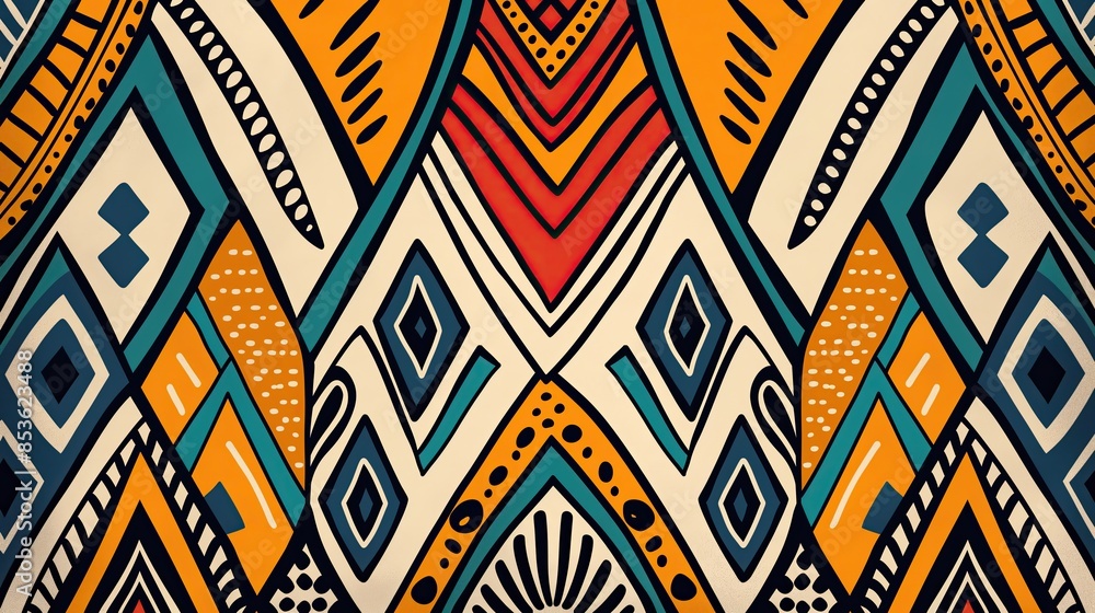 Ashanti tribal pattern with geometric shapes and bold colors in red ...