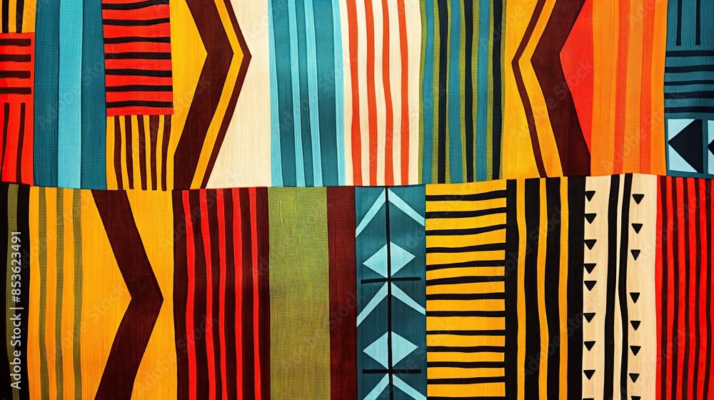Colorful Ashanti pattern with vertical and horizontal stripes in ...