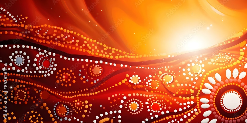 Sun design in the style of Australian Aboriginal dot painting. Concept ...