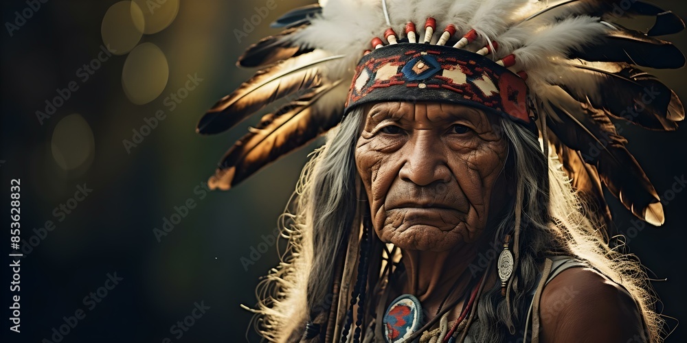 Portrait of a tribal chief embodying ancestral legacy and indigenous ...