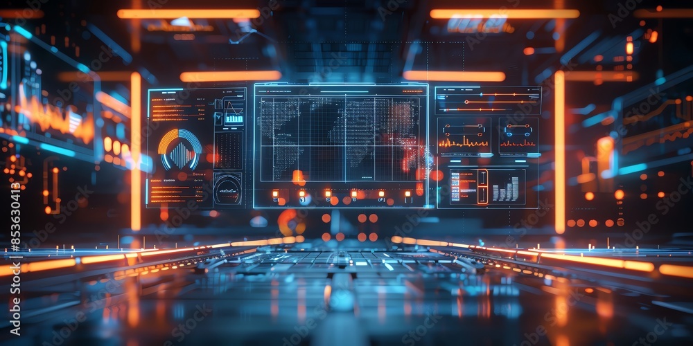 An AIdriven personalized learning dashboard with holographic displays, sleek and modern design ...