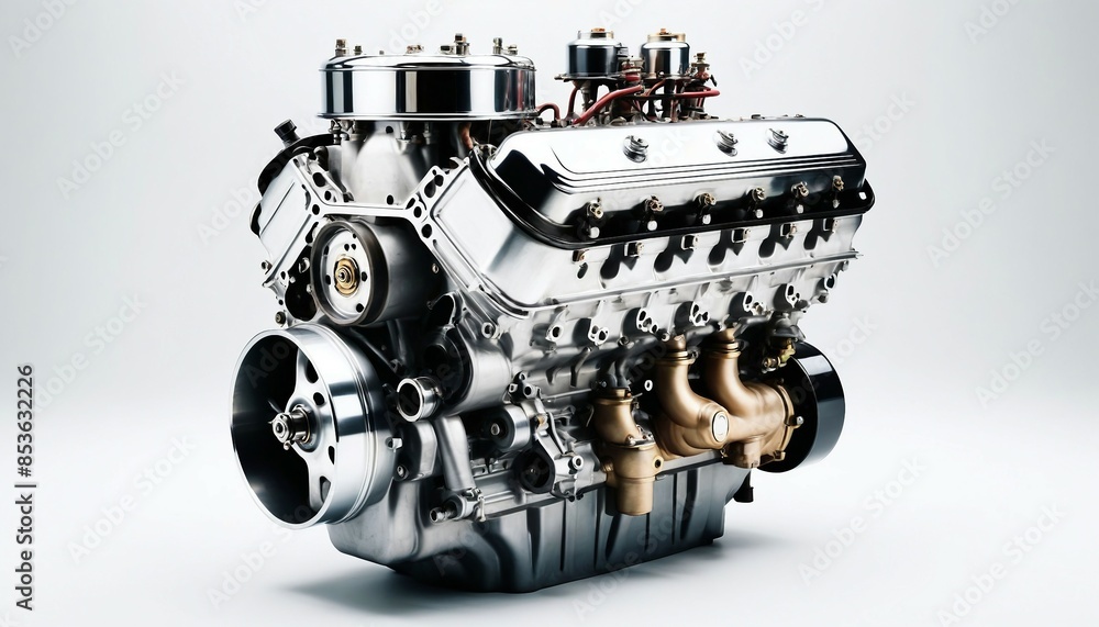 v8 engine, isolated white background. Stock Photo | Adobe Stock