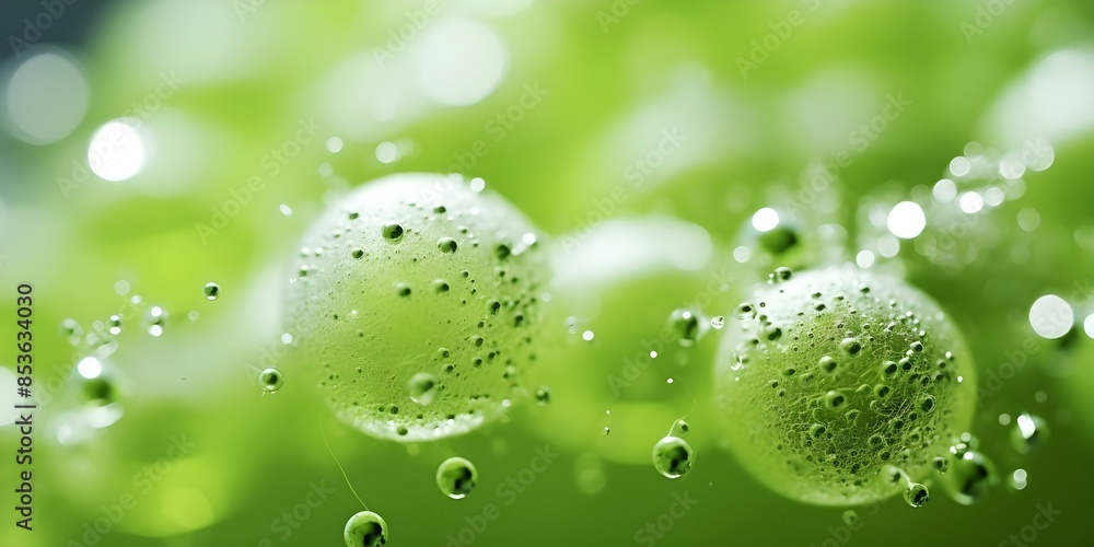 Close-up of green toxic waste foam bubbles on a disgusting background ...