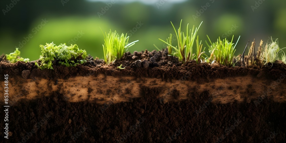 Layers of Soil Topsoil, Subsoil, and Grass Roots for Agriculture ...