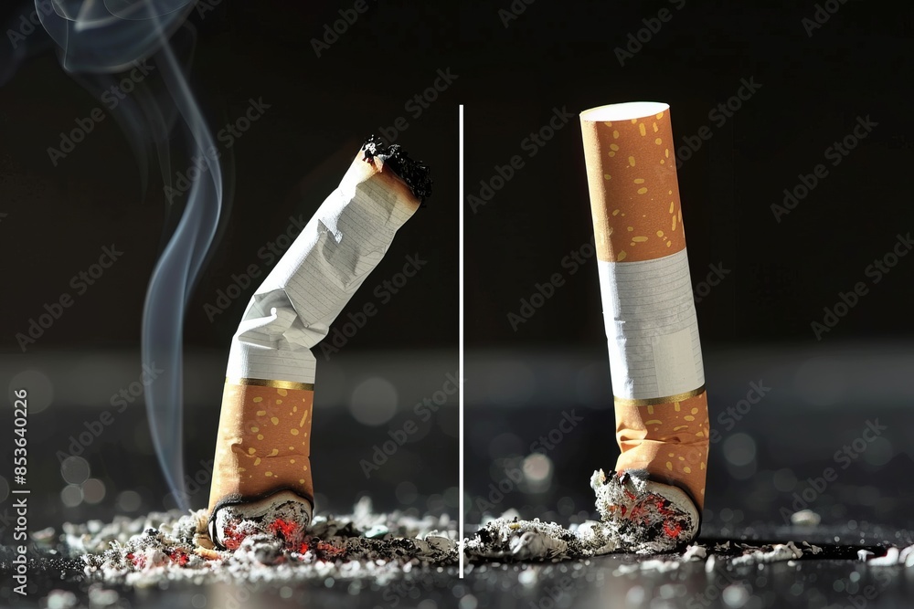 A before and after visual comparison of a smoker's and non-smoker's ...