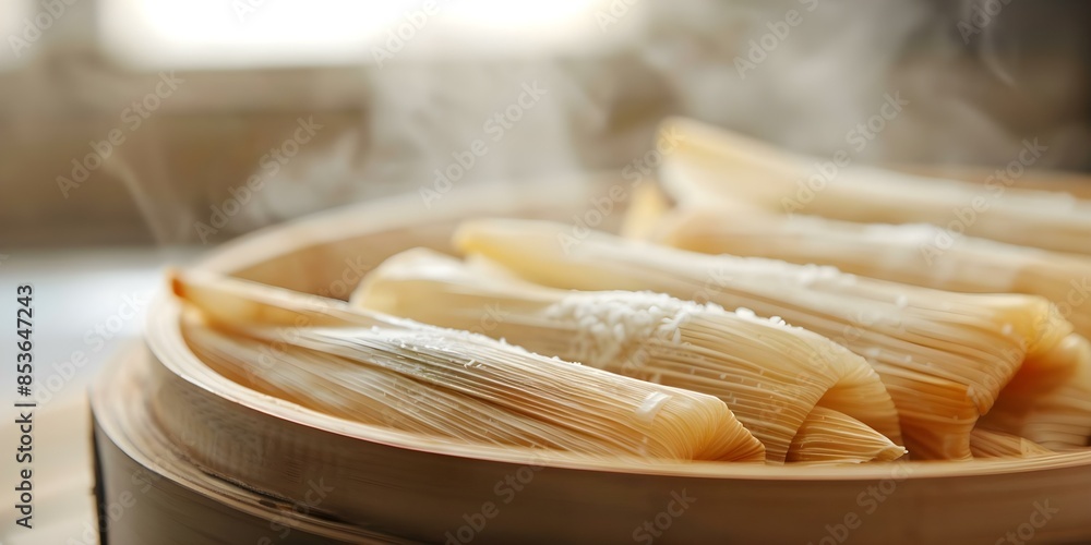 Detailed View of Hot Traditional Tamales Showcasing Corn Husk Texture ...