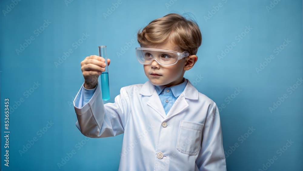 "Boy Dressed as Scientist" - A child in a lab coat, holding a test tube ...