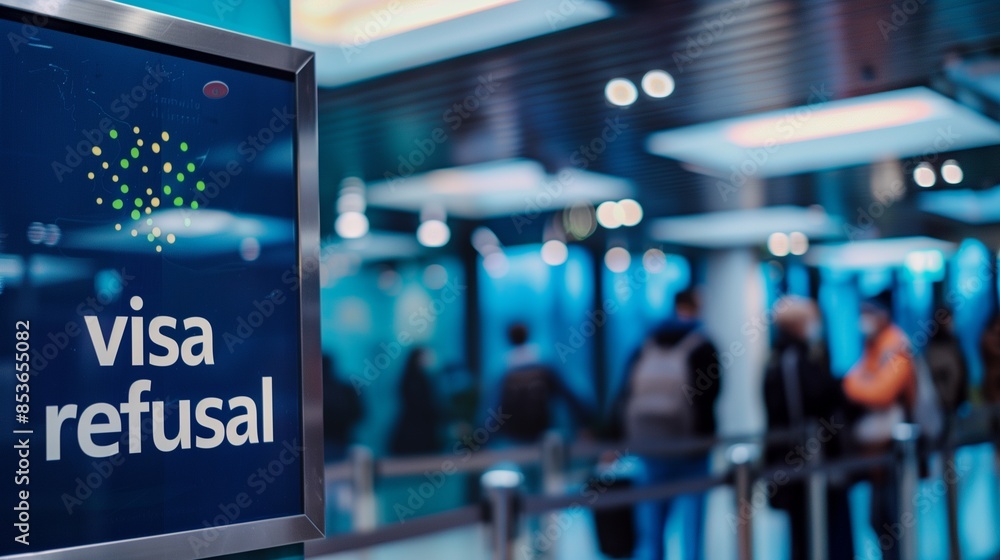 Sign displaying Visa Refusal indicating customs challenges and travel ...