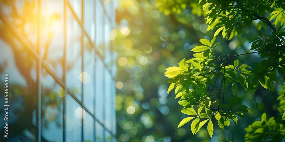 Sustainable Office Building with Green Trees in Sunlight. Concept ...