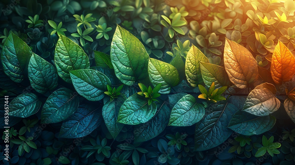 Eco-themed background with arrows made of leaves and nature elements ...