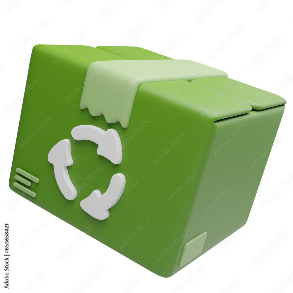 Recycling sign idea on green cardboard box An ecological system for ...