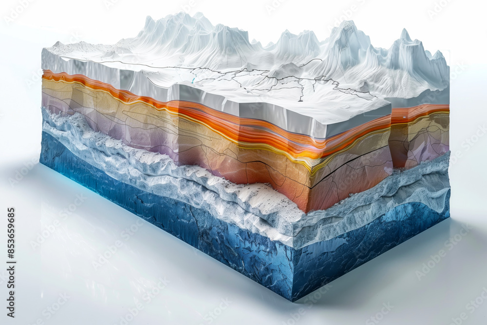 Geology, layers, plates, tectonics section. Schematic abstract view of ...