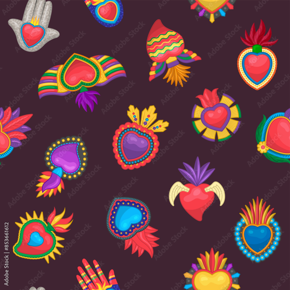 Mexican hearts pattern authentic symbols of mexican people hearts in ...