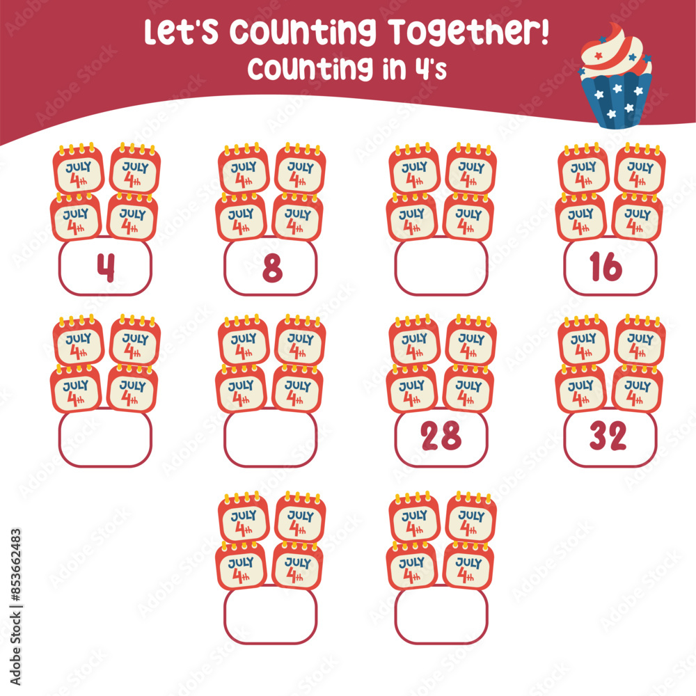 Vektorová grafika „Mathematic counting worksheet. Math activity, count ...