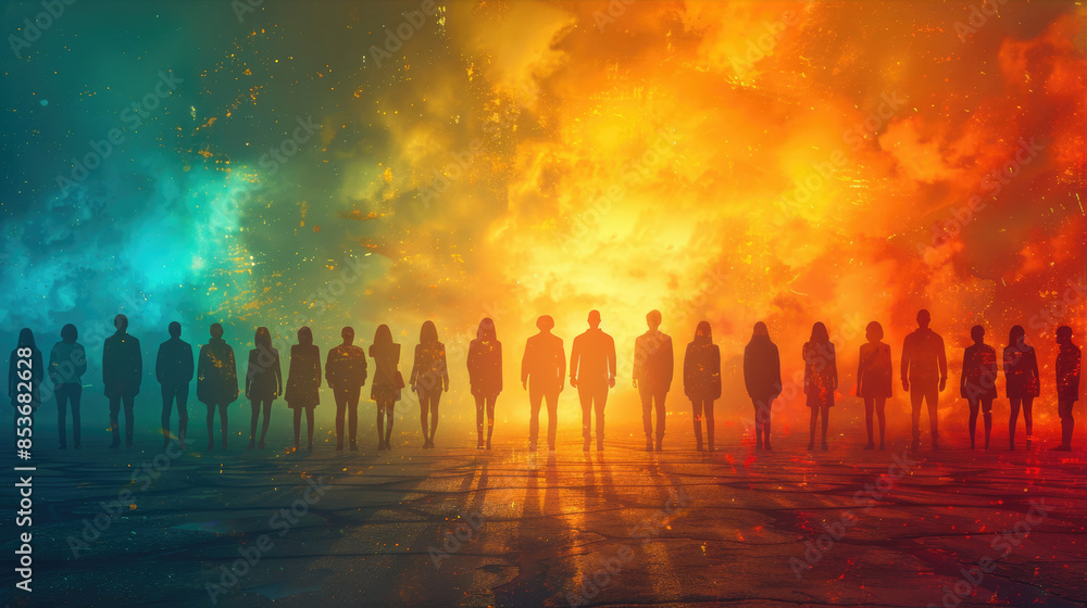 Foto de Silhouettes of people in an artistic graphic style, in ...