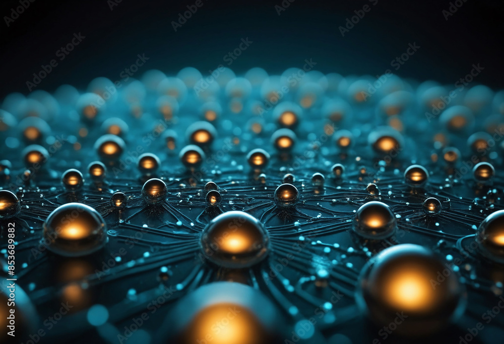 Abstract illustration of surface at the atomic level, revealing the ...