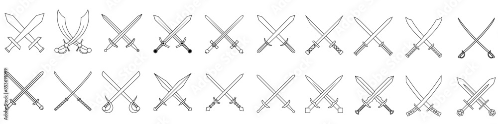 Sword icon vector set. saber illustration sign collection. weapon ...