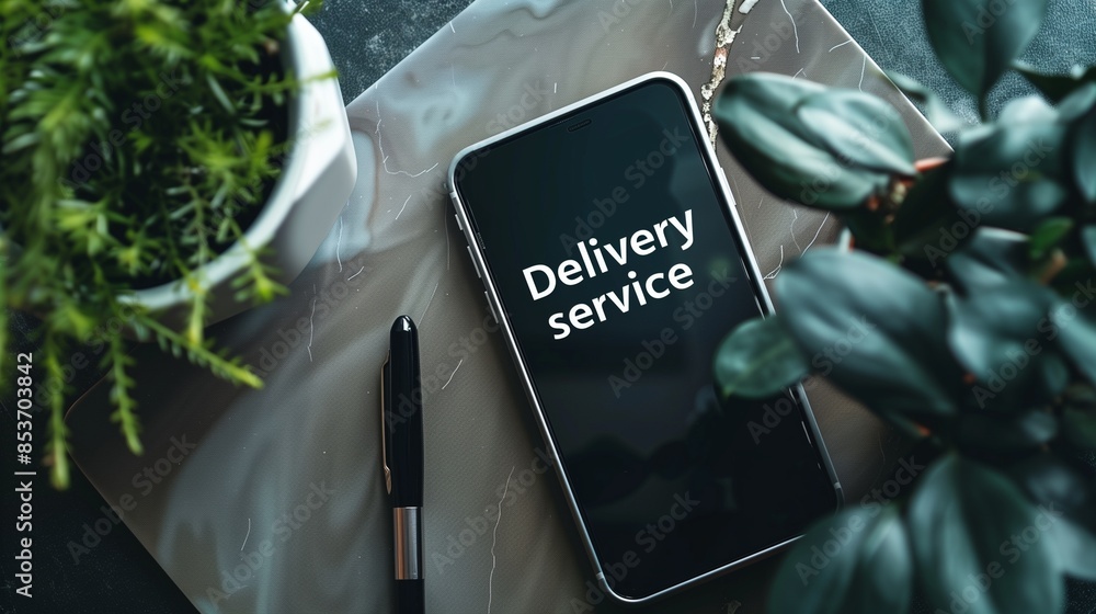 Smartphone displaying a delivery service app interface, highlighting ...