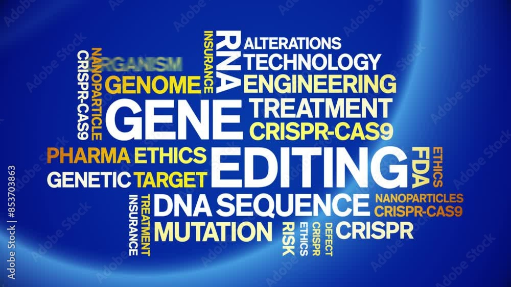 Gene Editing animated word cloud;text design animation tag kinetic ...