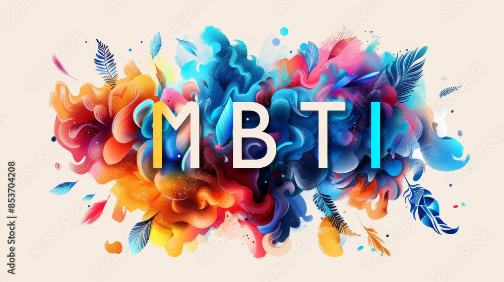 colorful artistic design of letters "MBTI", vector illustration for ...