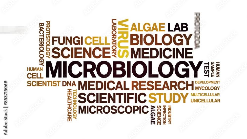 Microbiology animated word cloud;text design animation tag kinetic ...