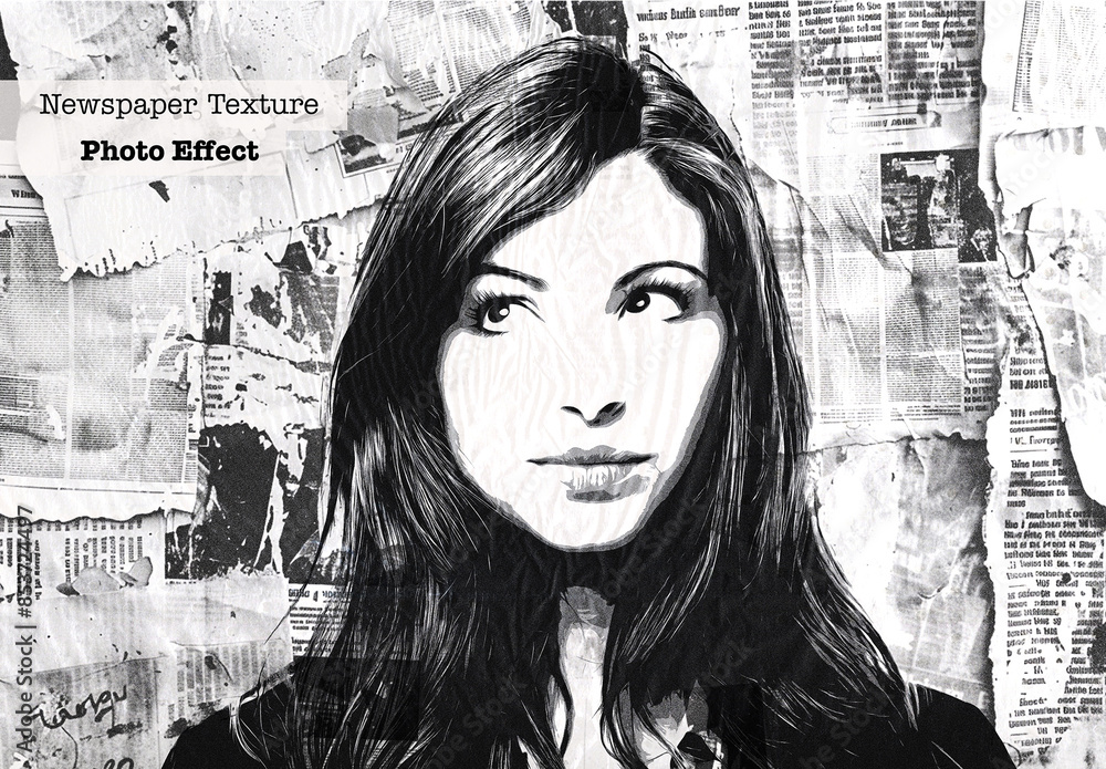 Newspaper Texture Photo Effect With Generated AI Texture Stock Template ...