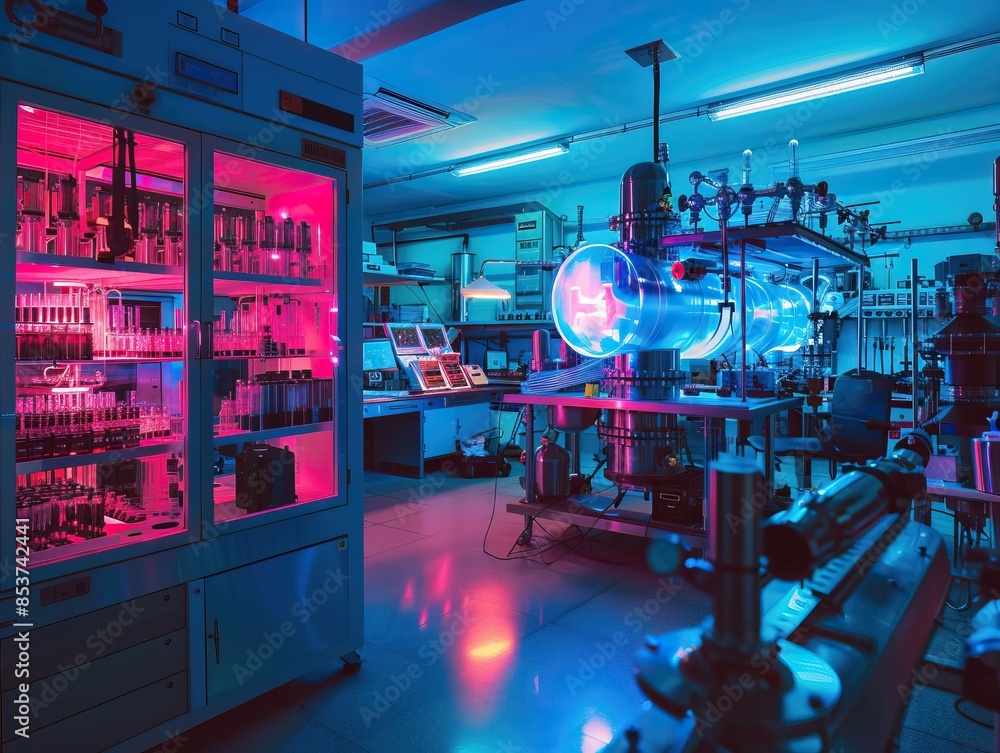 A cutting-edge energy research laboratory is shown in action, with ...