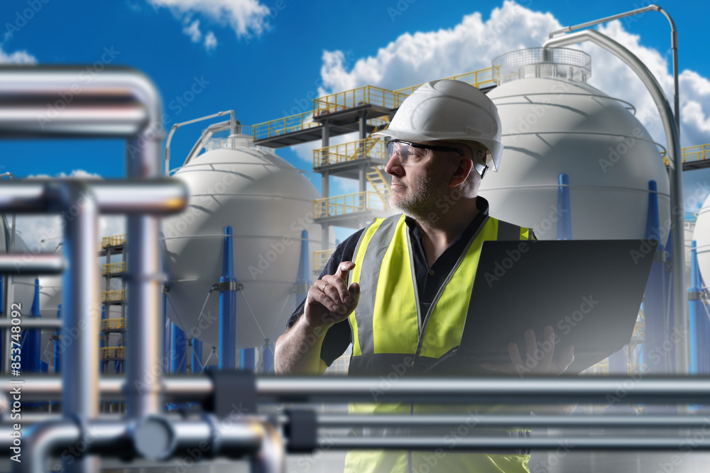 Owner of industrial company. Man in chemical factory. Industrialist ...