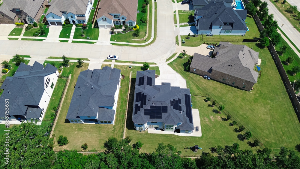 Upscale customer build two story corner house with solar roof panels ...