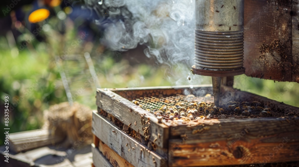 Farm honey, honeycomb, and beeswax production using a wood box and bee ...
