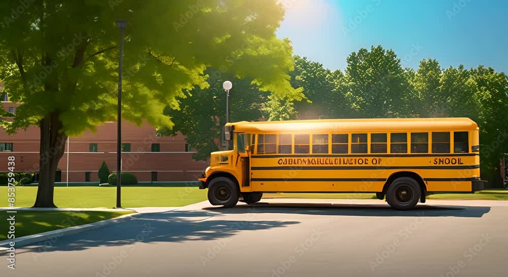 A sunny morning, a big yellow school bus, a red-brick school building ...