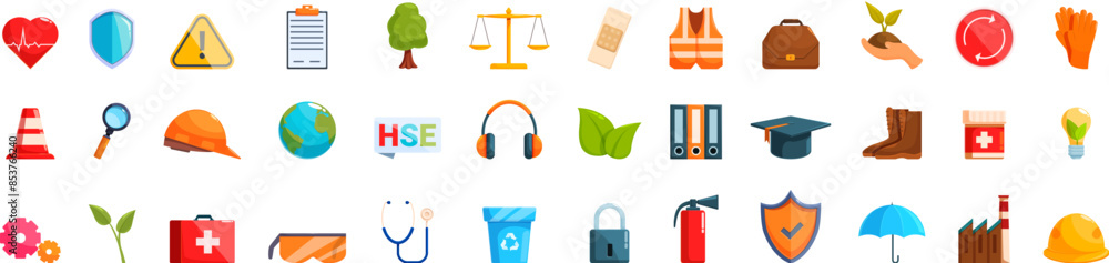 HSE icons set. Health safety environment and security icon set for ...