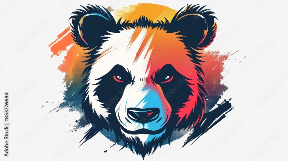 Mascot logo design of a panda with bold line. Clipart vector ...