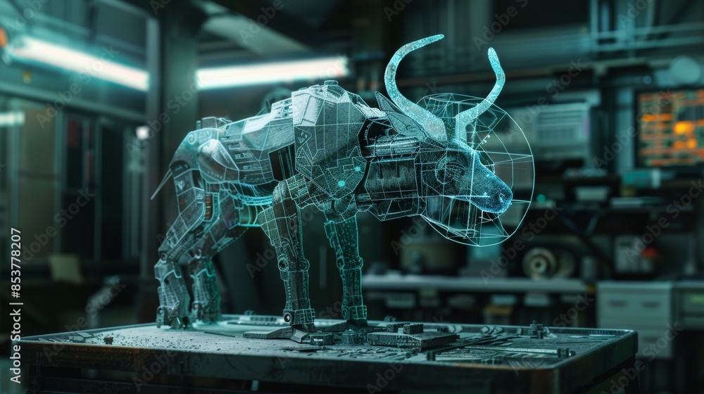 Photos of 3D, images of various futuristic robot animals. Stock ...