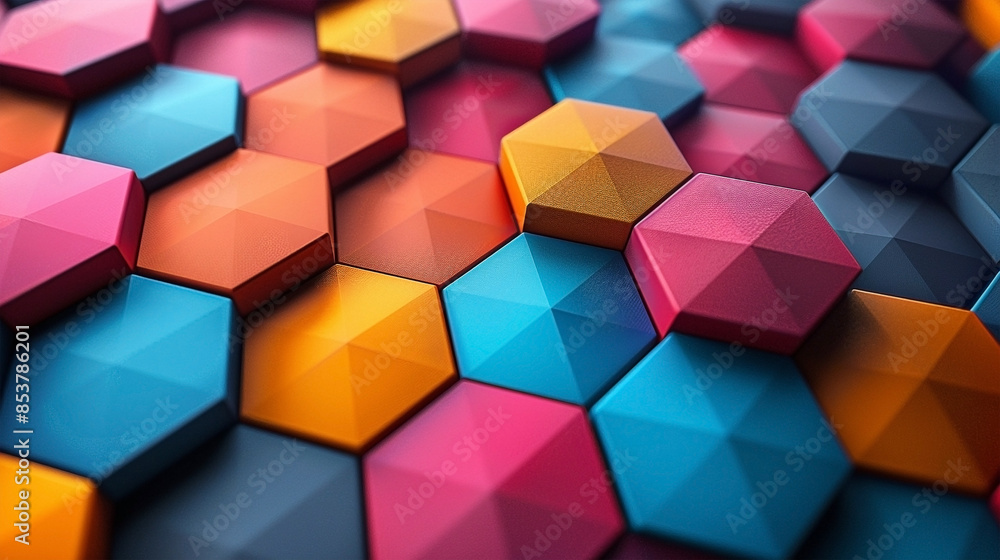 Colourful Hexagon Background as Illustration for media industry in ...