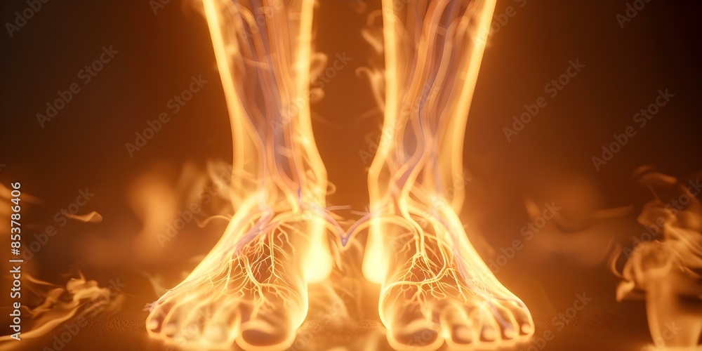 Burning Legs Symbolizing Health Conditions in Medical Settings. Concept ...