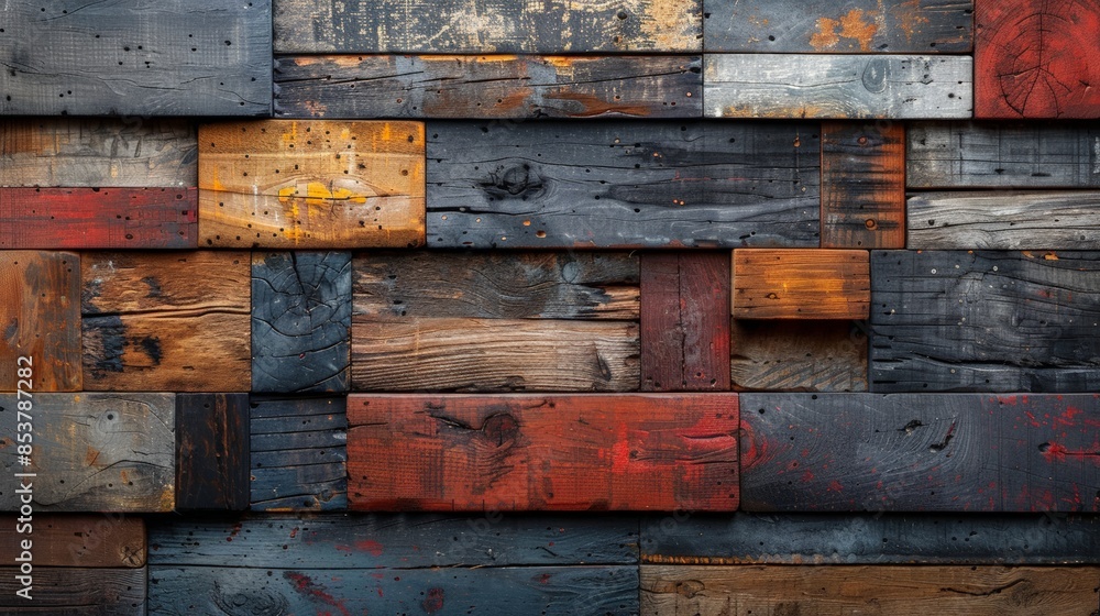 Rustic Wood and Digital Textures: Illustrate a backdrop combining ...