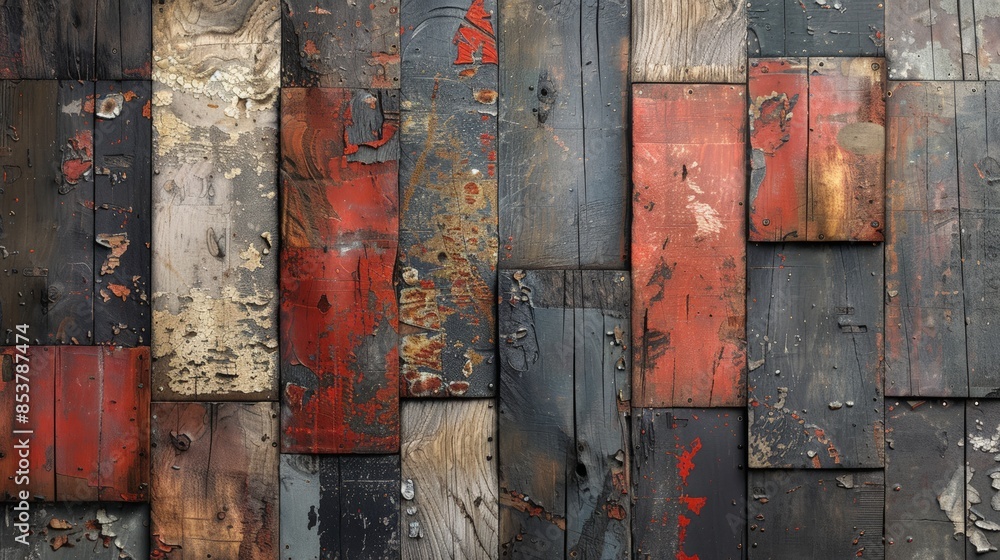 Rustic Wood and Digital Textures: Illustrate a backdrop combining ...
