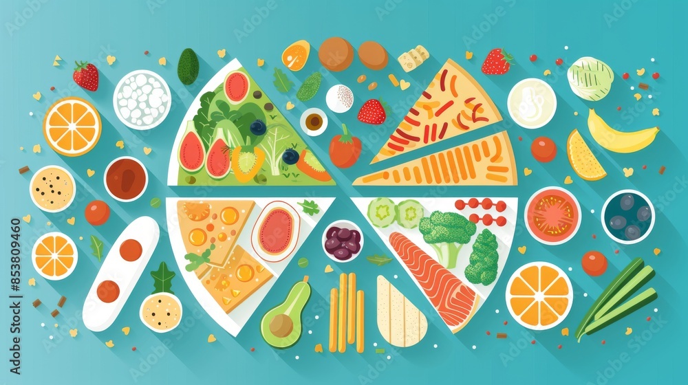A nutrition infographic depicting healthy food choices with calorie ...