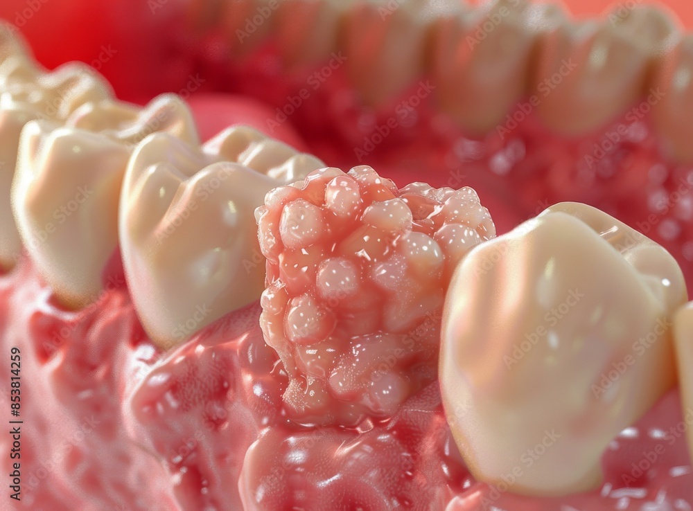 Inflammation of the gums. An illustration in 3D of gingivitis. Stock ...