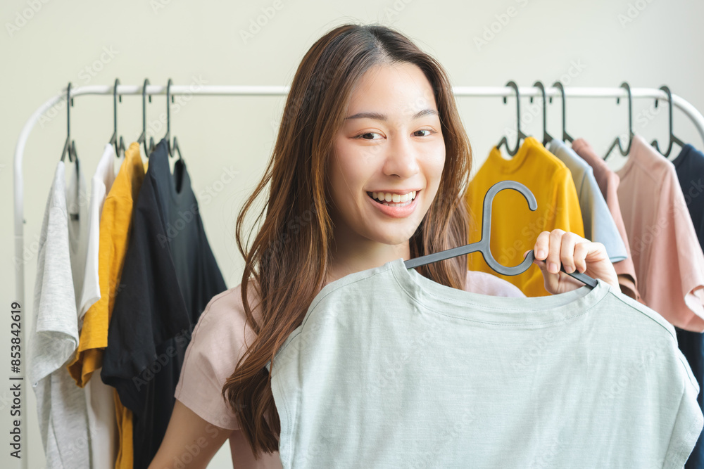 Choice of clothes,Nothing to wear. Attractive asian young woman, girl ...