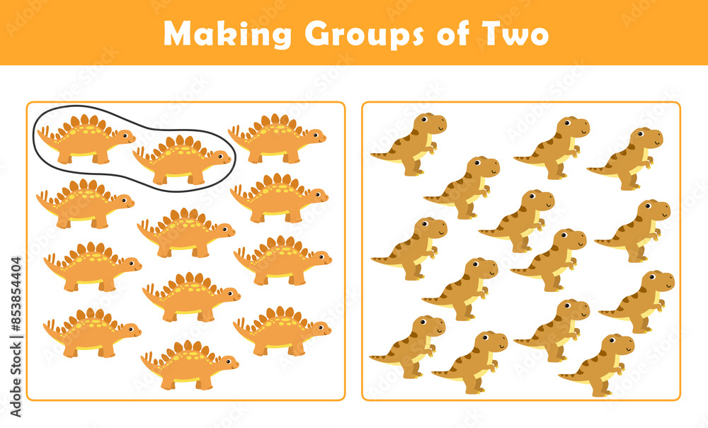 Making Groups of Two Worksheet. Grouping Picture Math Activity for Kids ...