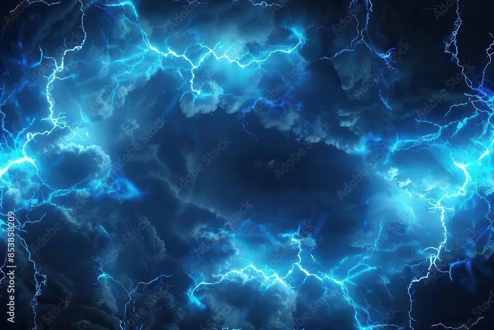 electric blue lightning borders and frames with thunderbolt effect ...