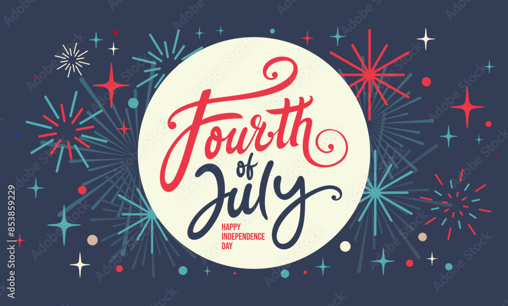 Modern simple fireworks celebration background vector banner for 4th of ...